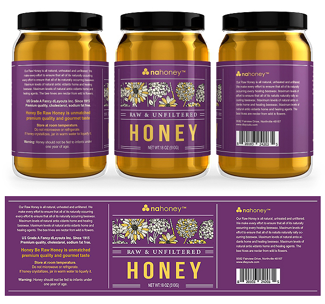 Pure Raw Honey Labels Template