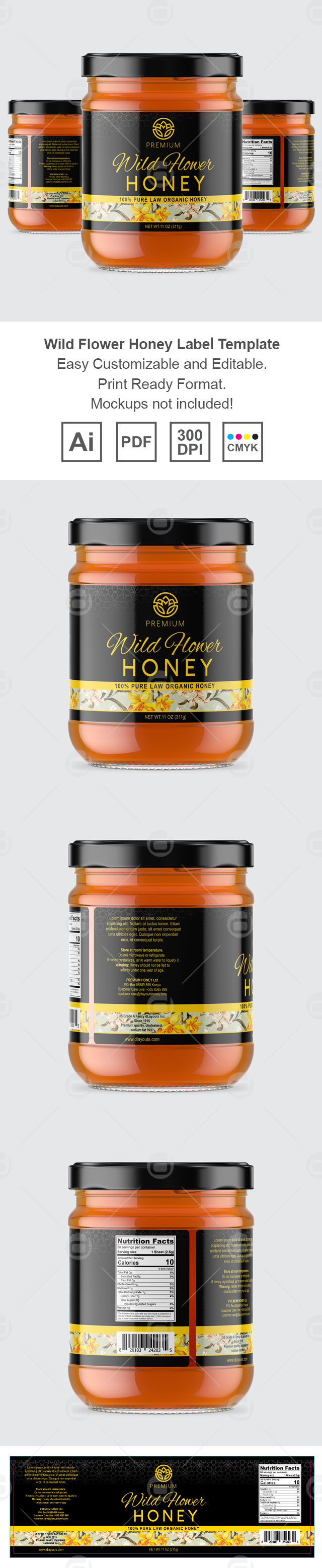 Wild Flower Honey Labels Template DLayouts Graphic Design Blog