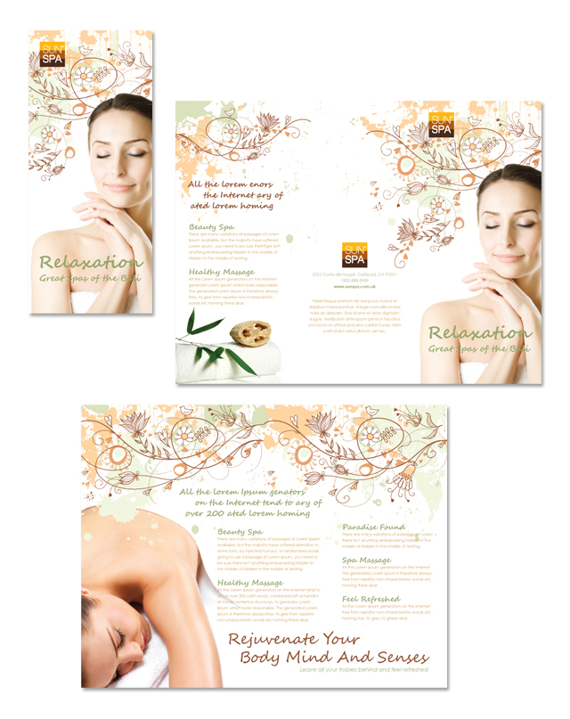 Health Beauty Spa Tri Fold Brochure Template